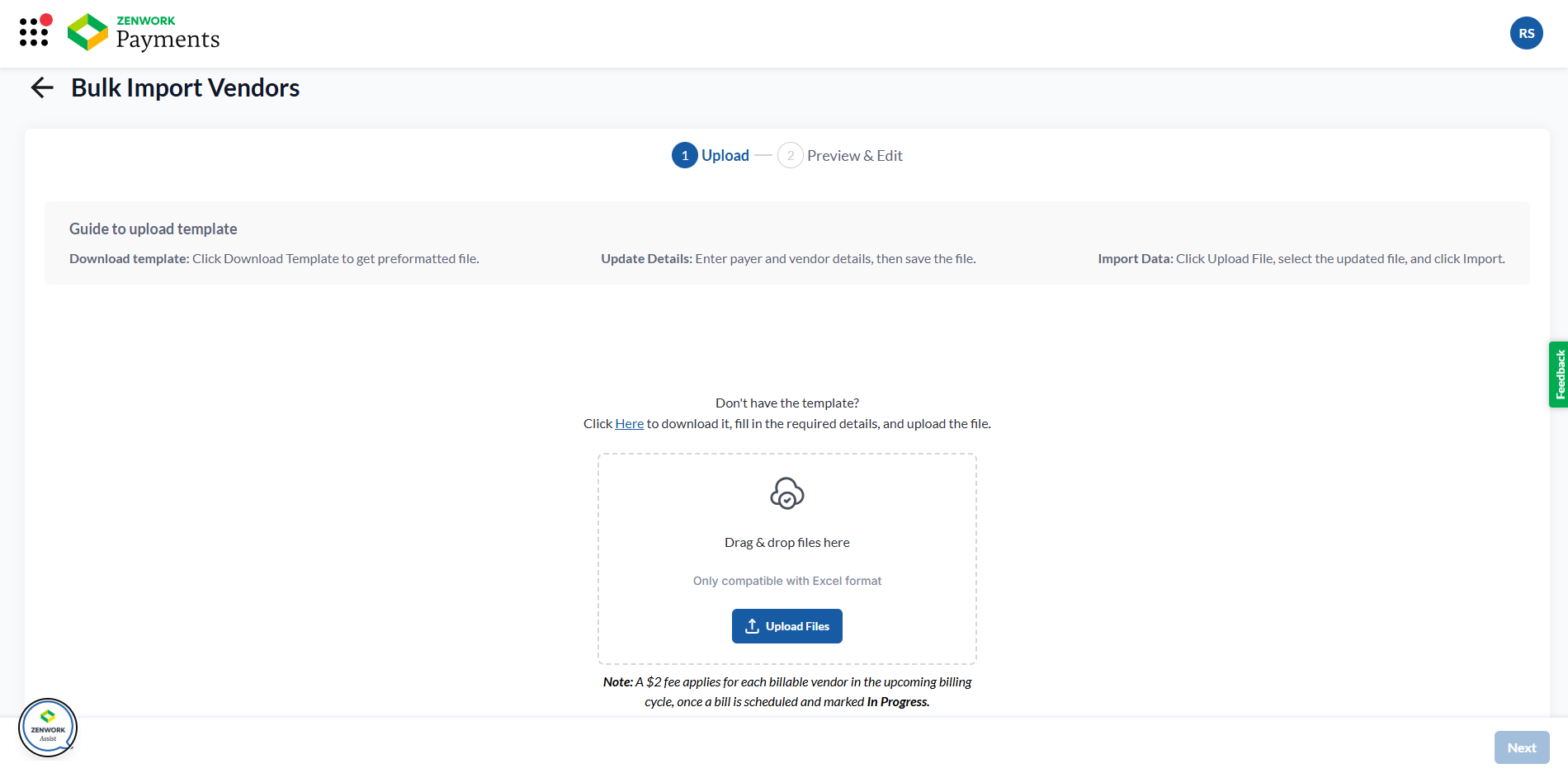 Adding Vendors Through Bulk Import
